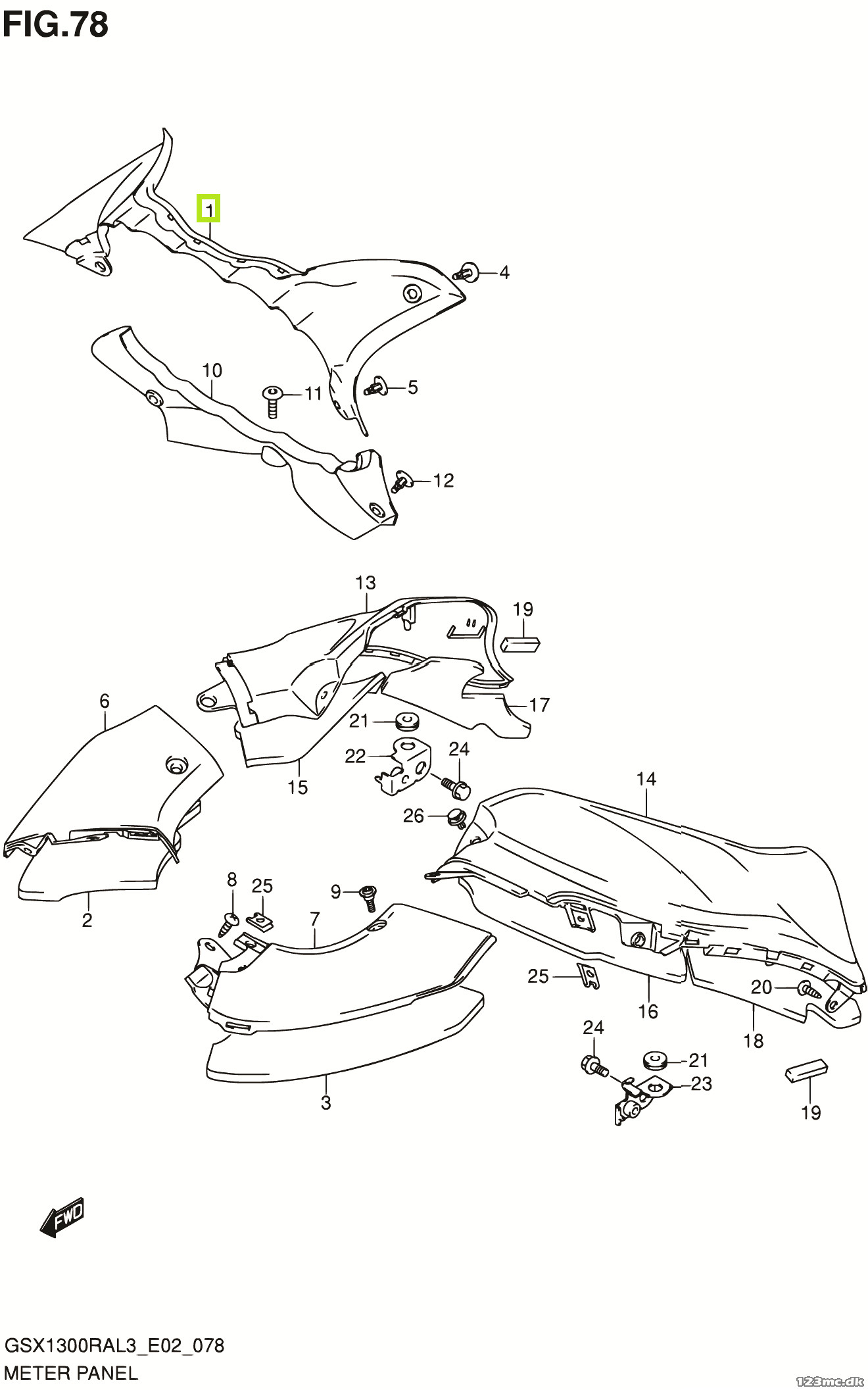 94424-15H00 PANEL,METER UPP til Suzuki GSX 1300 R Hayabusa til salg - 123mc